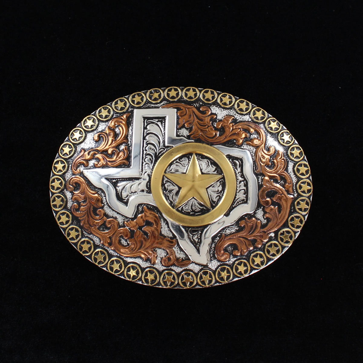 Crumrine Oval Stared Texas Buckle – Corral Western Wear