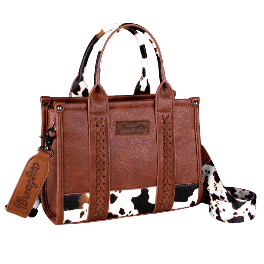 Wrangler Cow Print Concealed Carry Tote Crossbody Brown – Corral ...