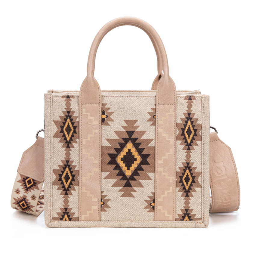 Wrangler Aztec Pattern Dual Sided Print Tote Crossbody Tan – Corral ...