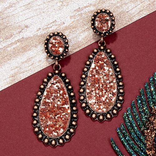 Emma Jewelry Women's Glitter Copper Rose Gold Earrings – Corral Western ...